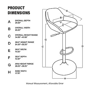 glitzhome Mid Century Bar Stools Set of 2 Vintage Swivel Leather Adjustable Bar Chair with Backrest and Footrest, Modern Pub Kitchen Counter Height Barstools, Dark Grey