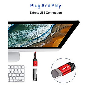 JSAUX USB 3.0 Extension Cable, [2 Pack 6.6ft] USB A Male to Female Extension Extender Cord High Data Transfer Compatible for USB Flash Drive, Keyboard, Printer, Xbox, Hard Drive and More-Red