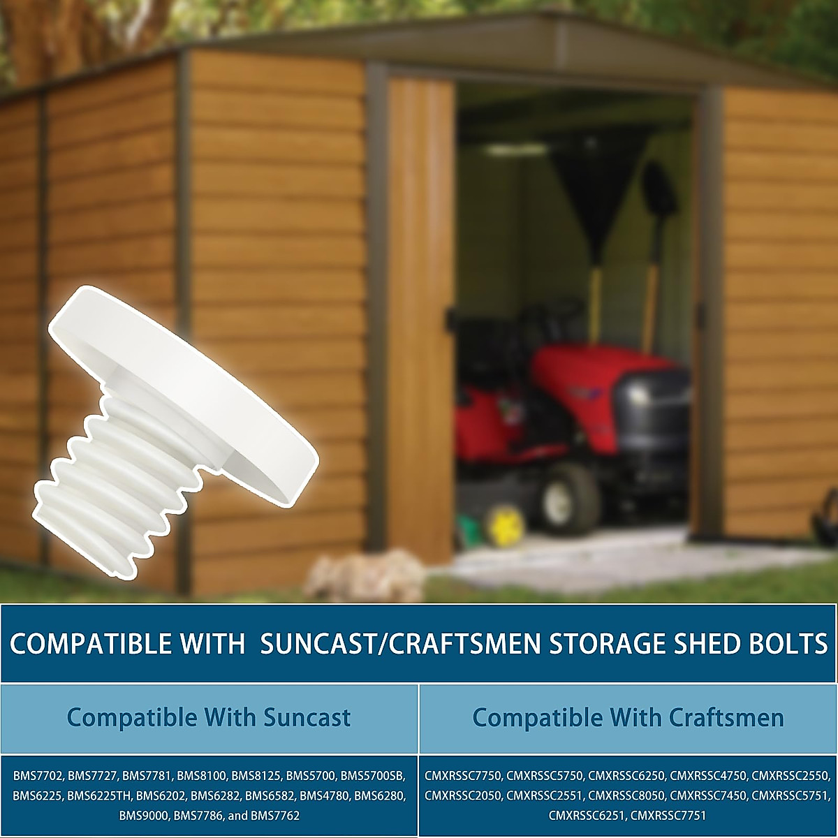 8 Pcs Storage Shed Bolts for Suncast/Craftsmen Resin Storage Shed Replacement Bolts (White)