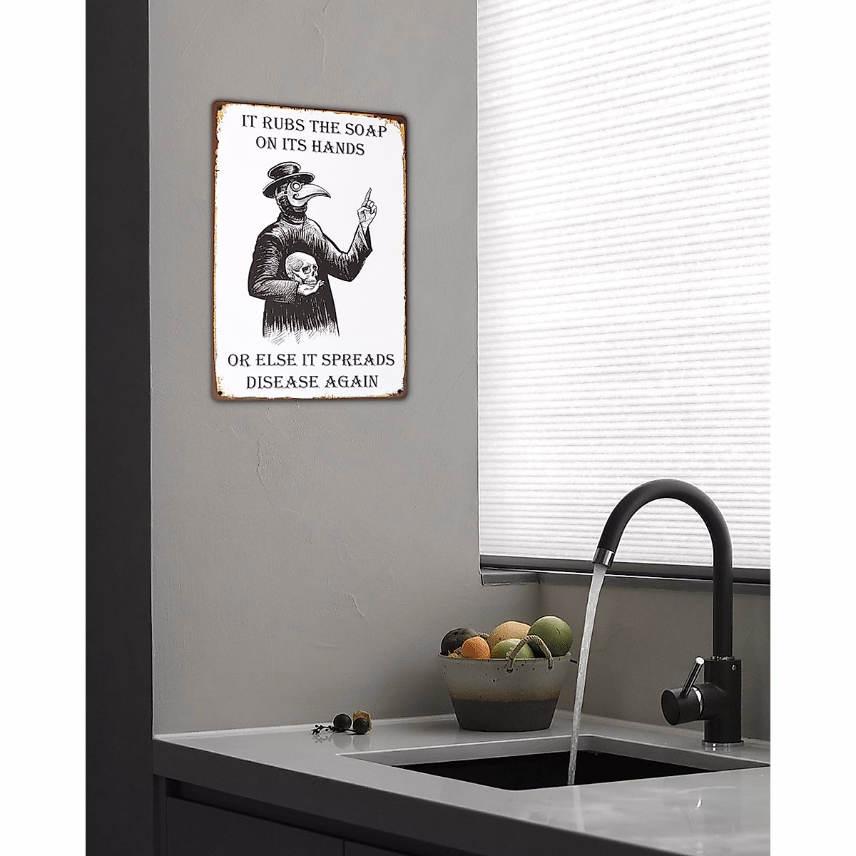 Gothic Bathroom Decor Wash Your Hand Plague Doctor Funny Restroom Wall Decor Tin Sign 8 X 12 Inch