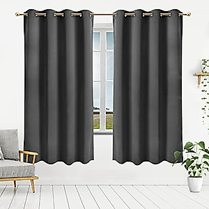 Utopia Bedding Blackout Curtains for Bedroom Grommet Window Curtains 63 Inch Length 2 Panels Thermal Insulated Drapes for Living Room (Grey, 52W x 63L Inches)
