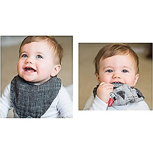 Nuby Reversible 100% Natural Cotton Muslin 3 Piece Teething Bib (Boy 6 Count)