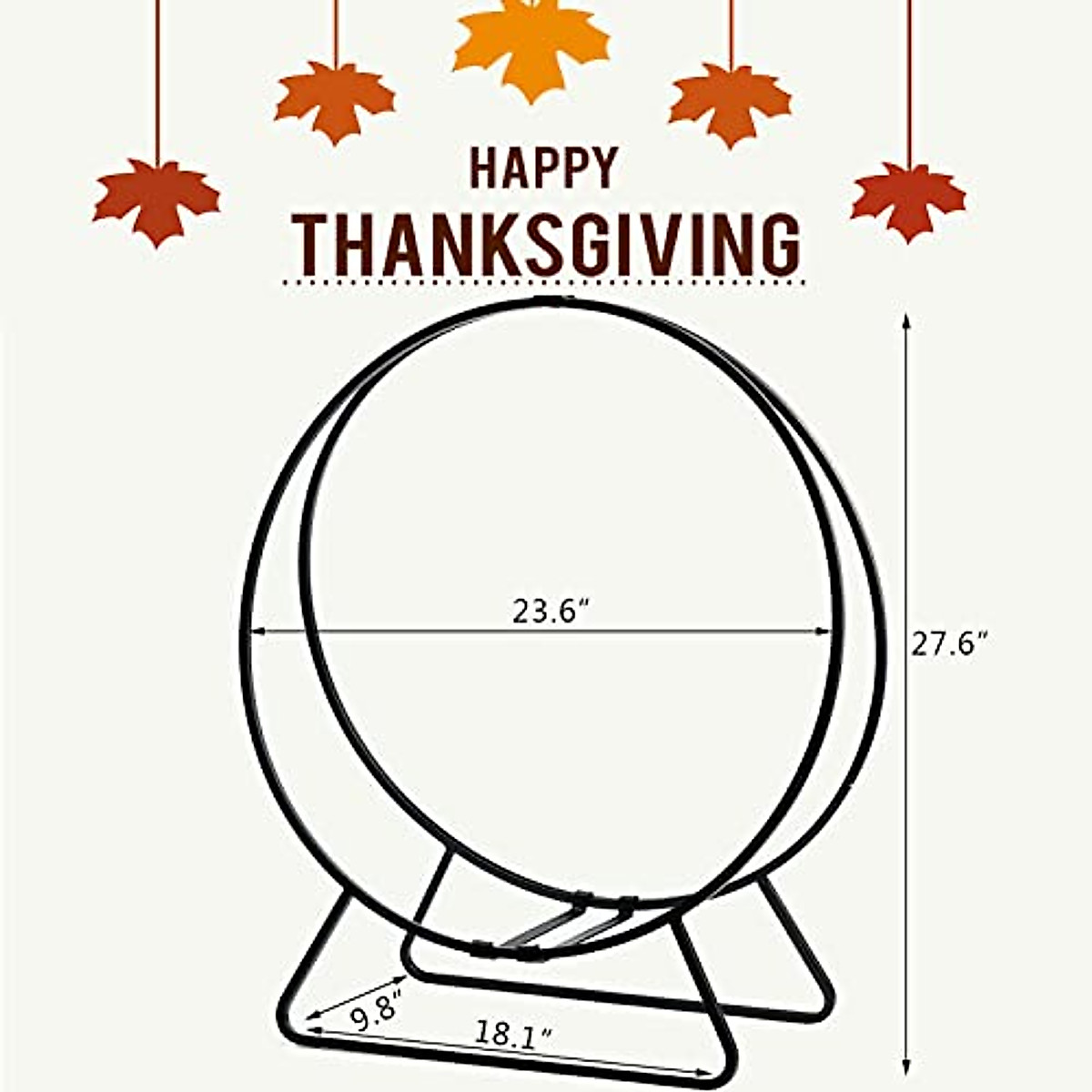 DOEWORKS 23 Inches Solid Steel Log Hoop Heavy Duty Firewood Racks