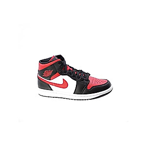 Nike Men's Air Jordan 1 Mid Sneaker, White/Black-red, 10.5