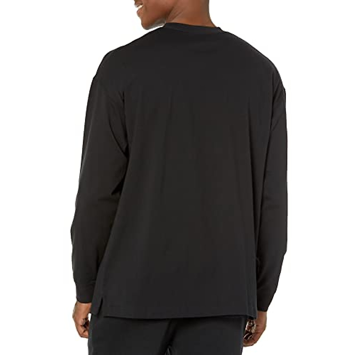 Amazon Essentials Men's 100% Organic Cotton Oversized-Fit Long-Sleeve T-Shirt, Black, X-Large