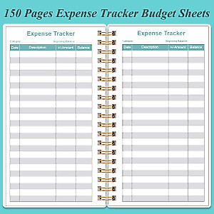 Budget Planner - A6 Expense Budget Tracker, Budget Book for Ledger Book, Money Organizer for Wallet, 3.75" x 6.75", Teal Flower