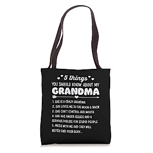 5 Things You Should Know About My Grandma | Funny Grandma Tote Bag
