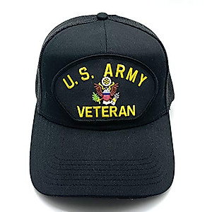 Infinite Hats US Army Veteran Patch Mesh Adjustable Baseball Cap (Black)