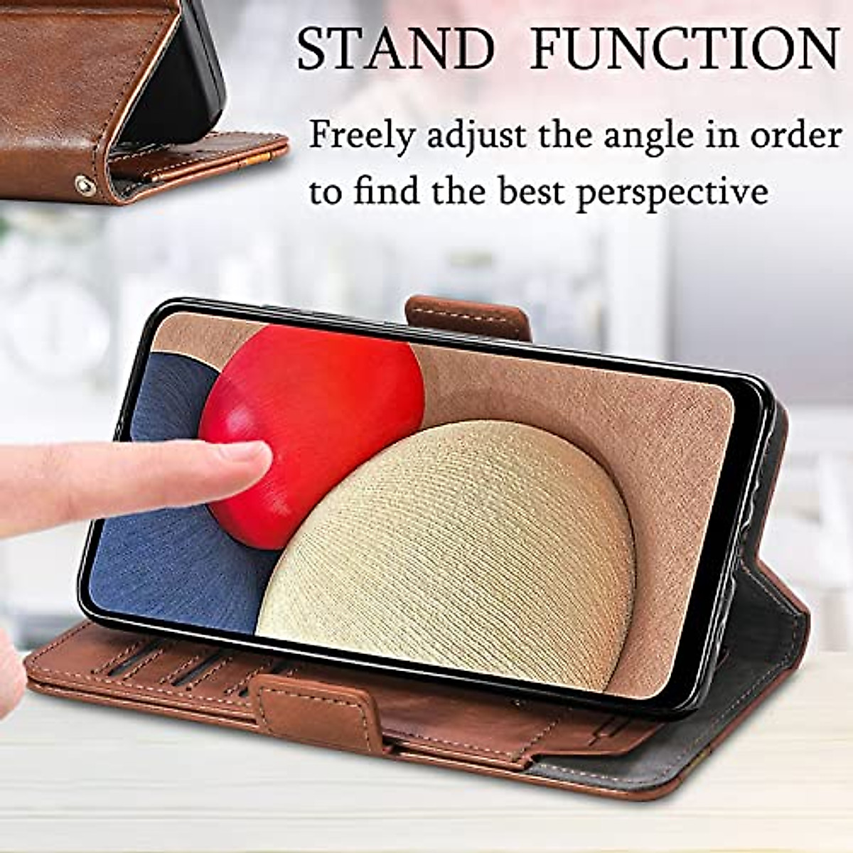 HUANGTAOLI Phone Case for Oppo A77 5G, PU Leather Wallet Card Slots Magnetic Closure Protective Phone Case for Oppo A77 5G Brown