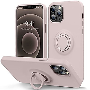 MOCCA Compatible with iPhone 12 Pro Max Phone Case 6.7 inch with Ring Kickstand | Super Soft Microfiber Lining | Anti-Scratch Full-Body Shockproof Protective Case for iPhone 12 Pro Max - Pink Sand