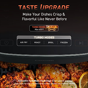 COSORI Air Fryer 9-in-1, Compact & Large 6-Qt, Fast Turbo Modes, 90°–450°F Even Results With Precise Temperature Control, Up to 95% Less Oil*, Roast, Bake, Dry, Reheat, Frozen, Broil, Proof, Grey