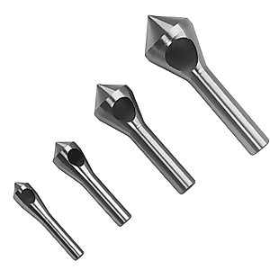 Chaot Countersink Chamfer Deburring Drill Bit Set 2-5mm 5-10mm 10-15mm 15-20mm Round Shank Woodworking Tool 4241 HSS 4pcs (T2)