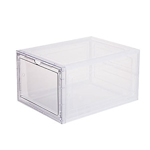 Attelite Drop Front Shoe Box, Stackable Plastic Shoe Box with Magnetic Door, As Shoe Storage Box and Clear Shoe Box,For Display Sneakers,Easy Assembly,Fit up to US Size 12