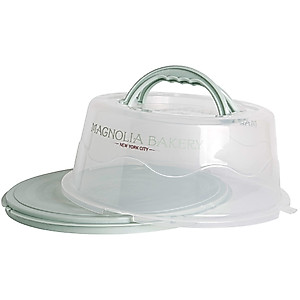 MosJos MAGNOLIA BAKERY ROUND CAKE CARRIER Practical Plastic Cake Keeper With Lid, Two Side Closures - Suitable For 12 Inch Cakes, Dishwasher safe.