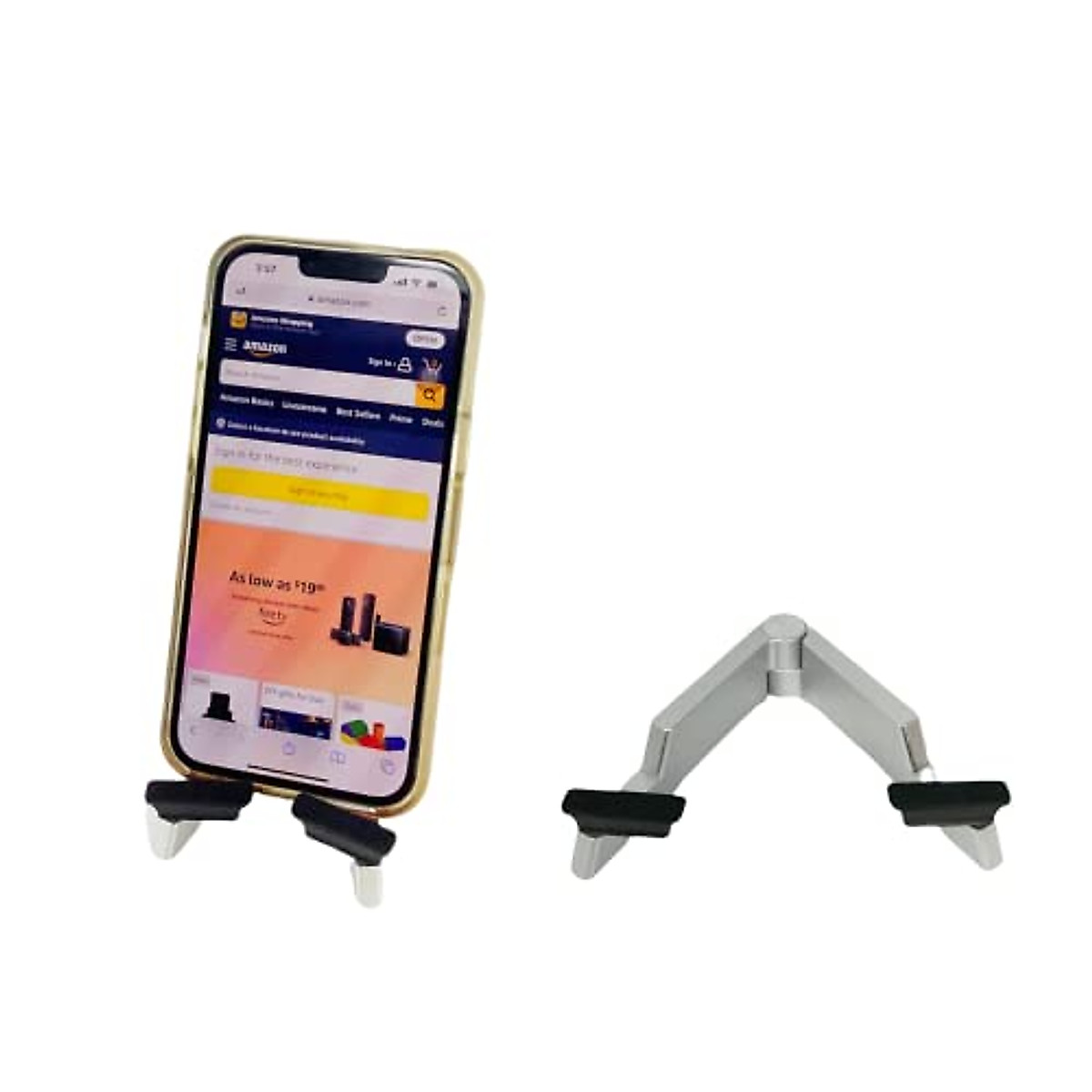 JBGold Foldable Aluminum Cell Phone Holder Stand for Desk (Silver) Portable Phone Stand