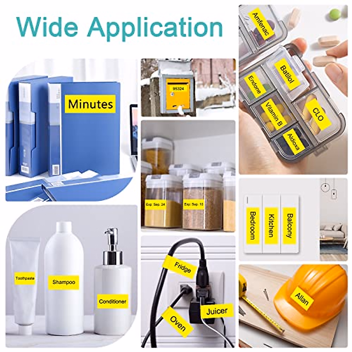 NineLeaf Compatible for Brother P Touch M Tape M-K631 MK631 M631 12mm 0.47'' Yellow Label Tape Work with Ptouch PT-M95 PT-90 PT-70 PT-70SR PT-65 PT-85 PT-45 Label Maker Refills