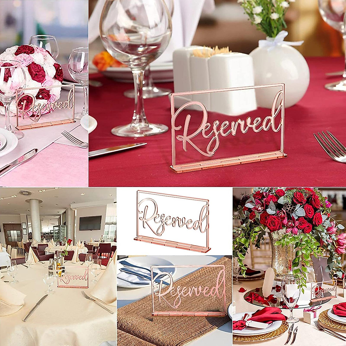 Stylish Gold Acrylic Wedding Reserved Table Signs Safe Sturdy Not Easy To Break Or Deform Seating Reservation