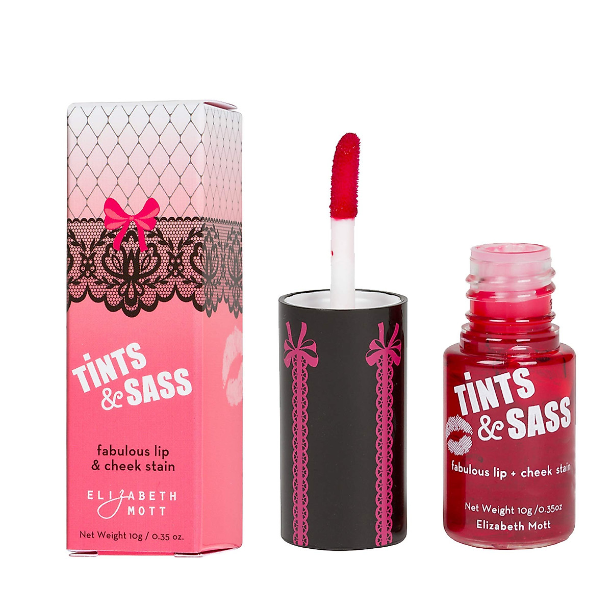 Elizabeth Mott Tints & Sass Rosy Lip Stain and Cheek Tint – Long-lasting Natural Lip and Cheek Color For All Skin Types and Skin Tones, Cruelty Free (10g/0.35oz)