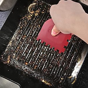 3 Set Plastic Grill Pan Scraper Griddle Scraper Tool Grill Scraper for Griddle Cleaner Grill Cleaning Cast Iron Pan Scraper Cast Iron Accessories Scraper Cast Iron Cleaning Tool Kit Kitchen Scraper