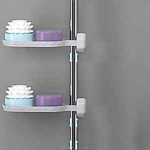 ANHORTS Kitchen Faucet Shelf Caddy Over The Sink, Sponge Holder Buckle Fixed, Organizer for Bathroom Shower Column, Soap Drainer Dish Drying Rack with Draining Board Tray, Grey- 7 inches