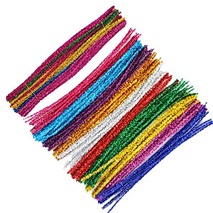 200pcs Glitter Cleaners Cleaners Chenille Stem Christmas Glitter Cleaners for DIY Art Craft Christmas Decoration (Blue)