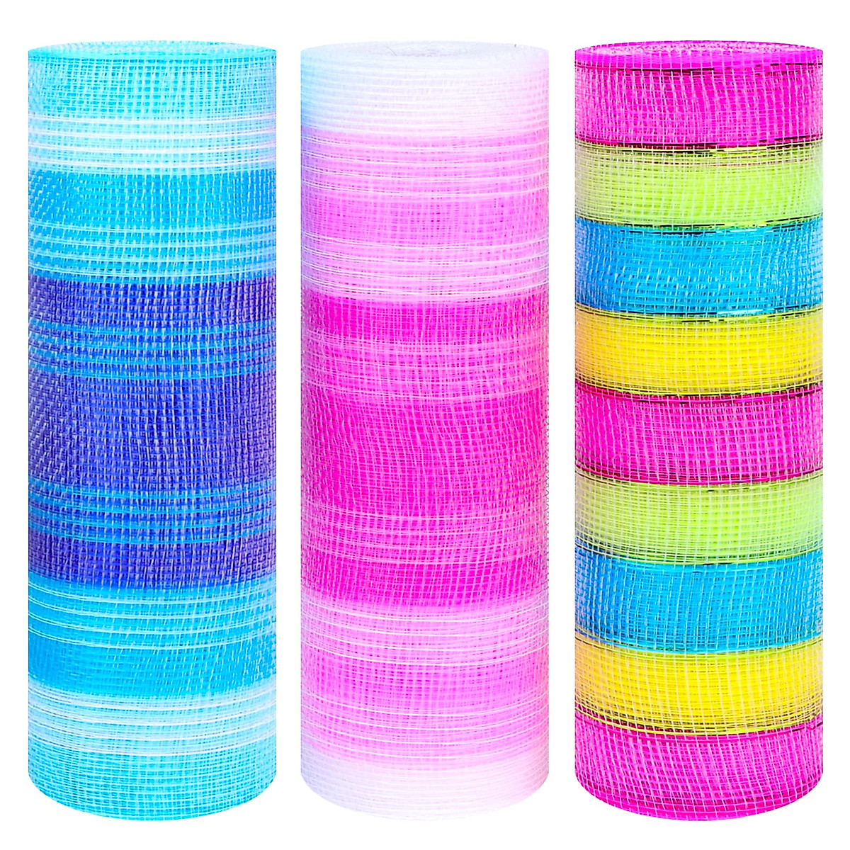 Kavoc 30Yards Poly Mesh Ribbon Decorative Mesh Red White Blue Metallic Foil Patriotic Tulle Roll for Veterans Day Patriotic Swags and Florist Crafting,10 Inch Wide (Easter)