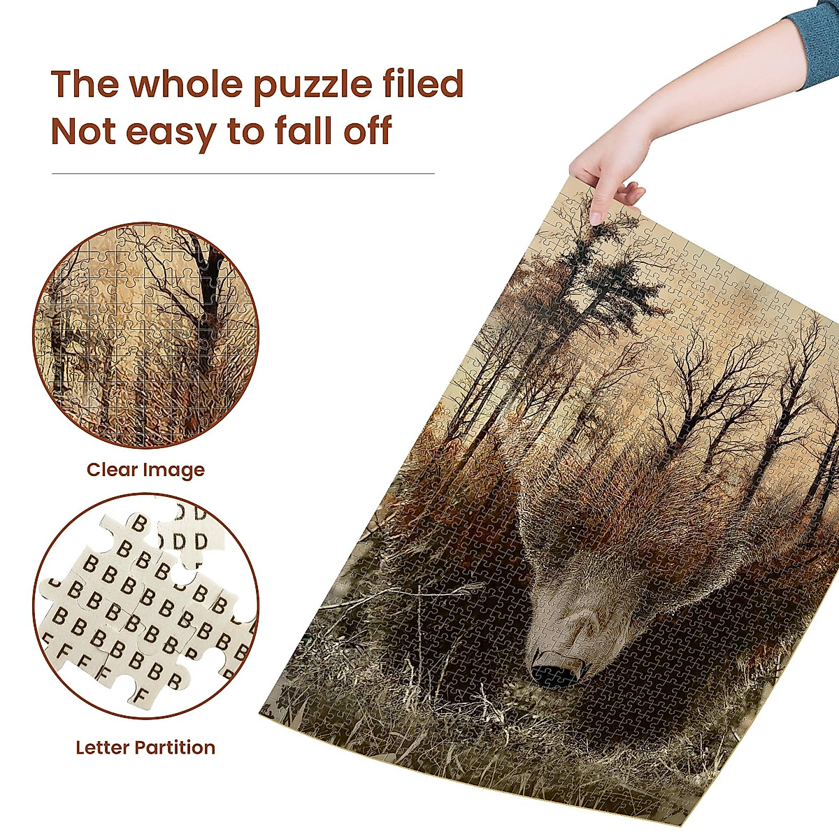 WOZUIBAN Adult Puzzle Classic Jigsaw Puzzle 1000 Pieces Wooden Puzzle DIY Forest Map Bear Modern Home Decor Unique Gift Intellectual Game 75x50cm