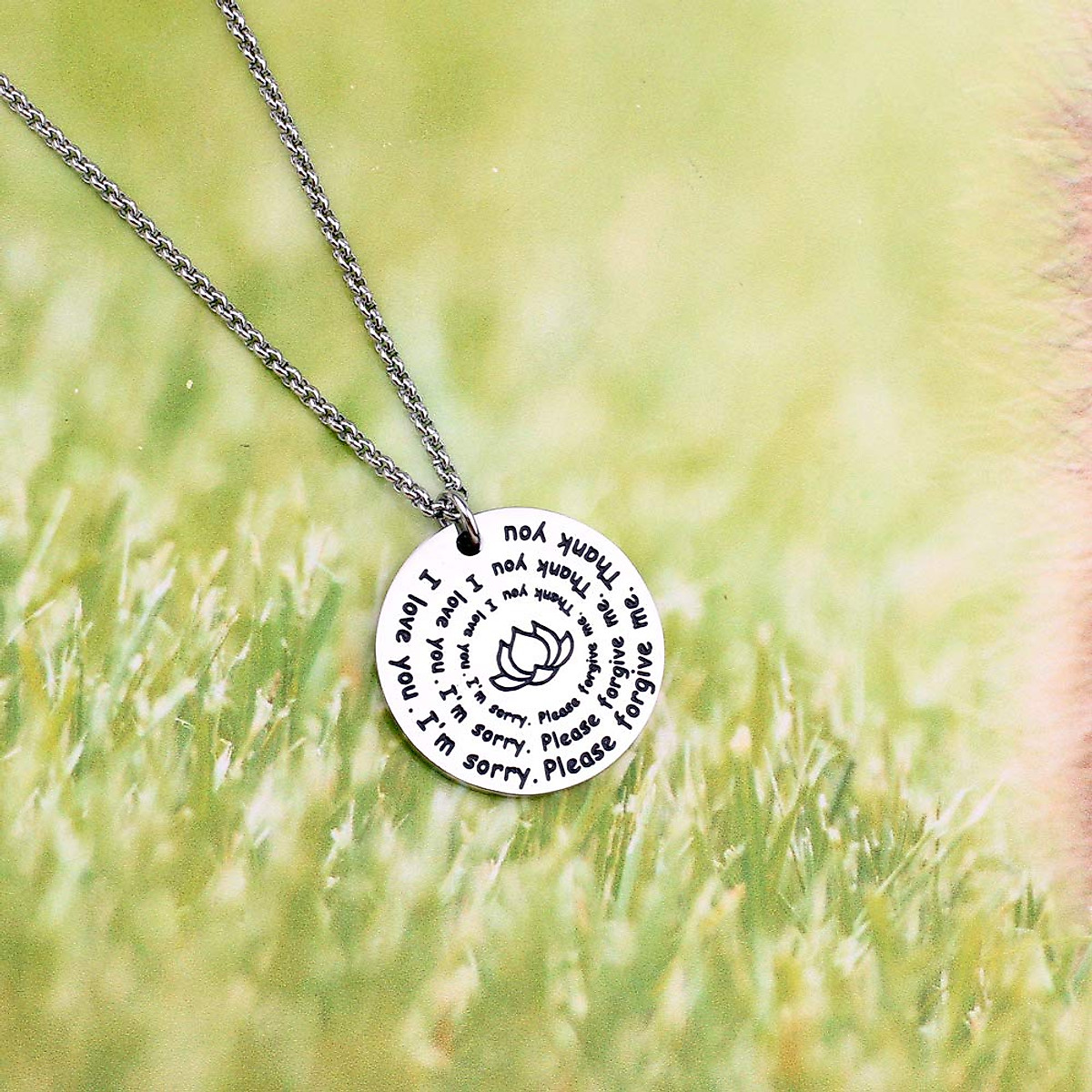 Detailed Ho'oponopono Prayer Necklace I'm Sorry Please Forgive Me Thank You I Love You (necklace)