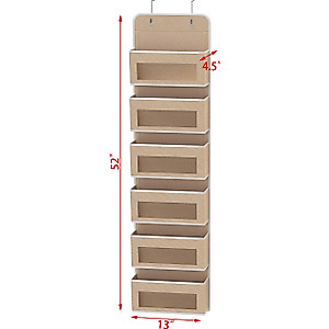 Simple Houseware Over Door/Wall Mount 6 Clear Window Pocket Organizer, Beige