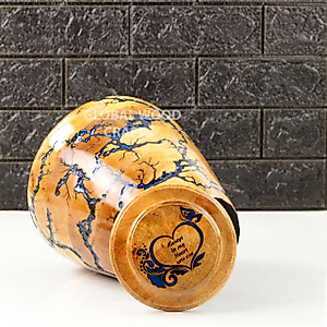 Hand Crafted Mango Wood and Resin Urn | Wooden Cremation Urns Adult Pet,Male & Female Ashes Handmade Fractal Turn Wood Human Ash for Storge (Large) Capacity (200) Cubic Inches