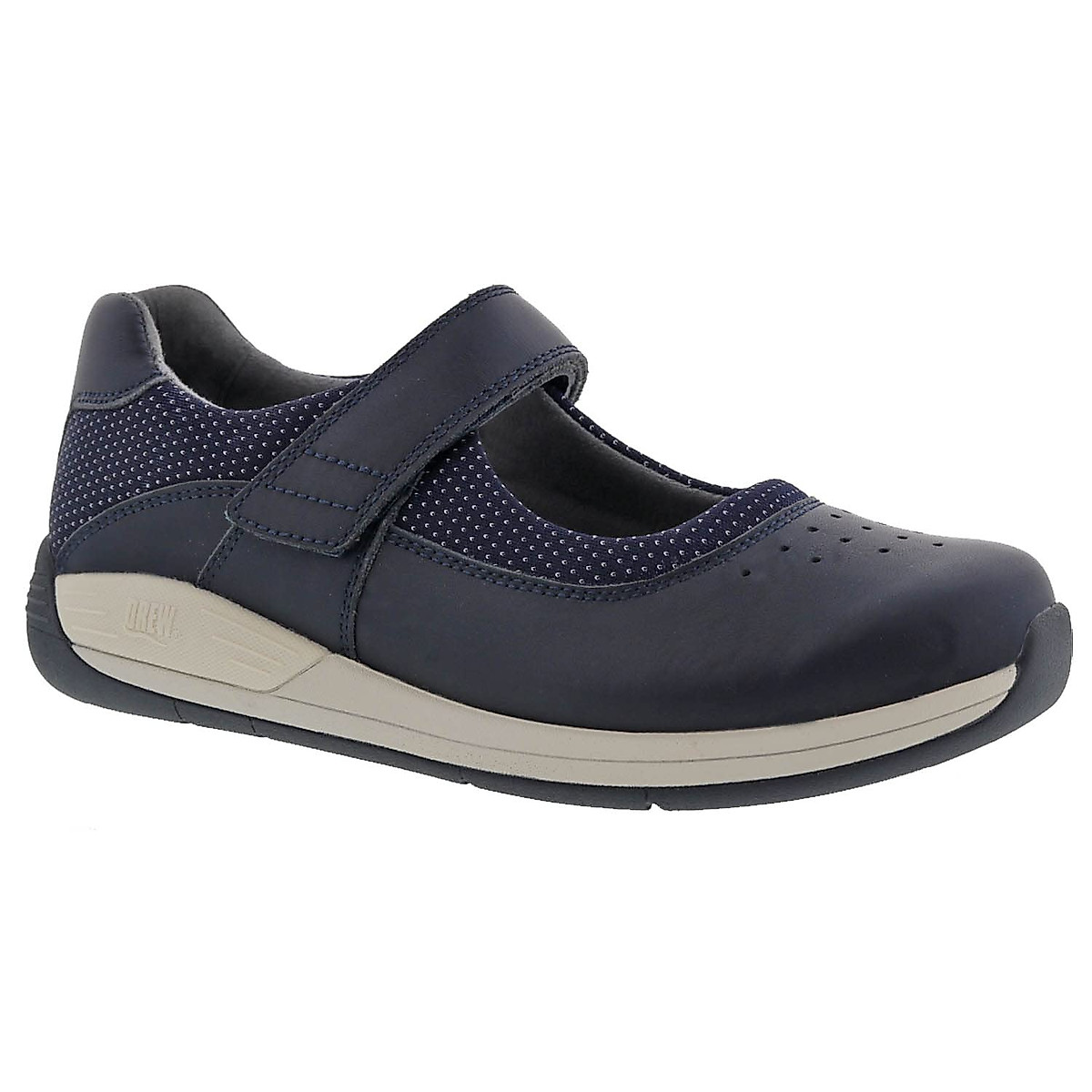 Drew Trust, Womens Velcro Mary Jane Orthopedic Comfort Shoe, Navy Leather, 10.5 Wide (D)