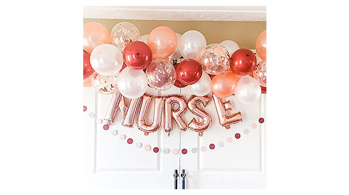 Nursing Graduation Party Decorations - Elegant Rose Gold Balloons Kit