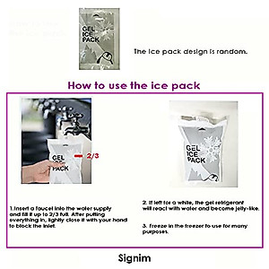 Signim Insulated Easy Zip Lock Resealable Aluminum Sandwich Bag with ice pack - Reusable Thermal Snack Bento Camping Picnic Hot & Cold Pouch (5P, 10 inch x 13 inch)