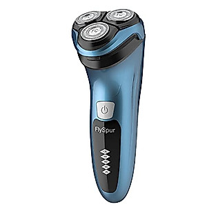 Electric Razor for Men，FlySpur Shaver Rotary Cordless Beard Pop-trimmer Wet Dry Shaver IPX7 100% Waterproof with Time Display