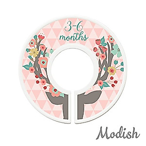 Modish Labels Baby Clothes Size Dividers, Baby Closet Organizers, Size Dividers, Baby Closet Organizers, Closet Dividers, Clothes Organizer, Nursery, Girl, Woodland, Deer, Boho, Flowers, Tan (Baby)
