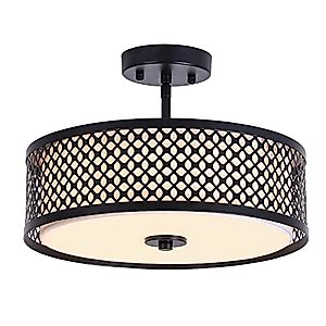OUVR Industrial Semi Flush Mount Ceiling Light, Modern Close to Ceiling Lamps for Living Room, Bedroom, Dining Room, Kitchen, Hallway, Entry, Foyer