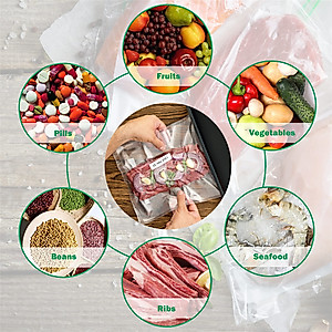 Foovick Vacuum Sealer Bags - Pack of 3 Vacuum bags with 30 Label Sheets, Perfect Sous Vide Bags for Food Saving - Sizes 8 in x 12ft, 10 in x 12ft, 11 in x 12ft