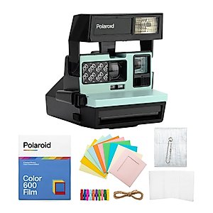Polaroid 600 Instant Camera (Arctic Blue) Bundle with Polaroid Originals Color Instant Film for 600 Cameras (8 Exposures) and Film Accessories (3 Items)