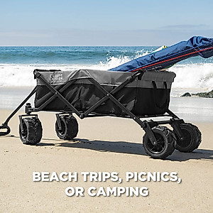Creative Outdoor Push Pull Hauler Wagon for Kids, 200lbs Weight Capacity, All-Terrain Collapsible and Portable Folding Cart, Beach, Park, Garden, Camping & Tailgate