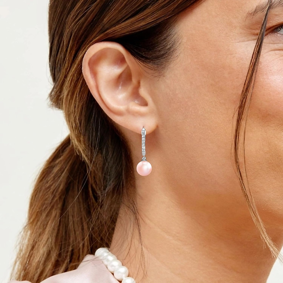 Real Pearl Dangle Earrings for Women with Genuine AAAA Quality Pink Freshwater Cultured Pearls | 14K Gold Plated 925 Sterling Silver Earrings for Women - THE PEARL SOURCE