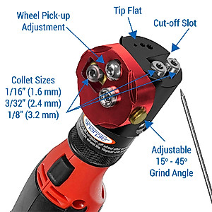 Sharpie DXCL Hand-Held Cordless Tungsten Sharpener Grinder, Adjustable 15°- 45°, Diamond Ground Tapers (Black Ops/Auburn Red)