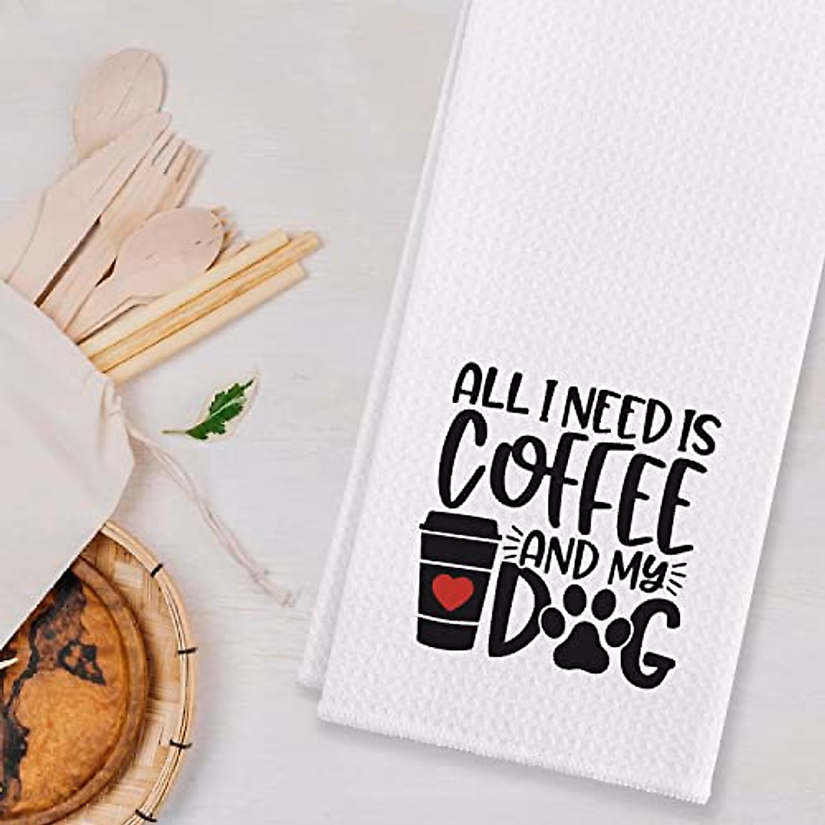 All I Need is Coffee And My Dog Kitchen Towels & Tea Towels,Dish Cloth Flour Sack Hand Towel for Farmhouse Kitchen Decor,24 X 16 Inches Cotton Dish Towels Dishcloths,Dog Lovers Gifts,Coffee Lover Gift