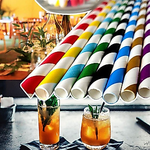Disposable Straws Eco Friendly Drinking Accessories Natural Paper Material Colorful Stripe Pattern Party Supply(multicolor)