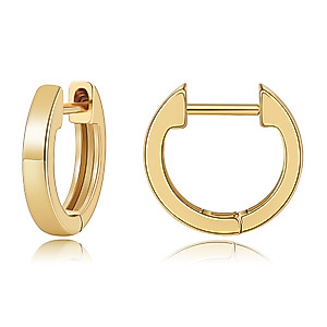 Gacimy Gold Huggie Earrings for Women 14K Real Gold Plated, Small Gold Hoop Earrings Cartilage Ear Cuff for Women, Yellow Gold 13MM