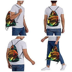 Fish In The Ocean Drawstring Backpack For Men And Women'S Sports And Fitness Bag, Large Size, Zippered Pocket, Lightweight, Foldable And Portable For Travel