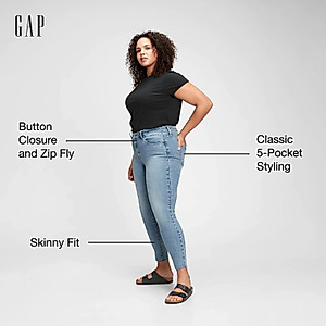 GAP Womens High Rise Skinny Fit Jeans, Light Indigo 6, 34 Regular US