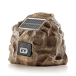 Alpine Corporation Waterproof Bluetooth Rock Speaker - Solar-Powered Outdoor Wireless Speaker for Patio, Pool, Deck, Garden - 50-Foot Range, Brown