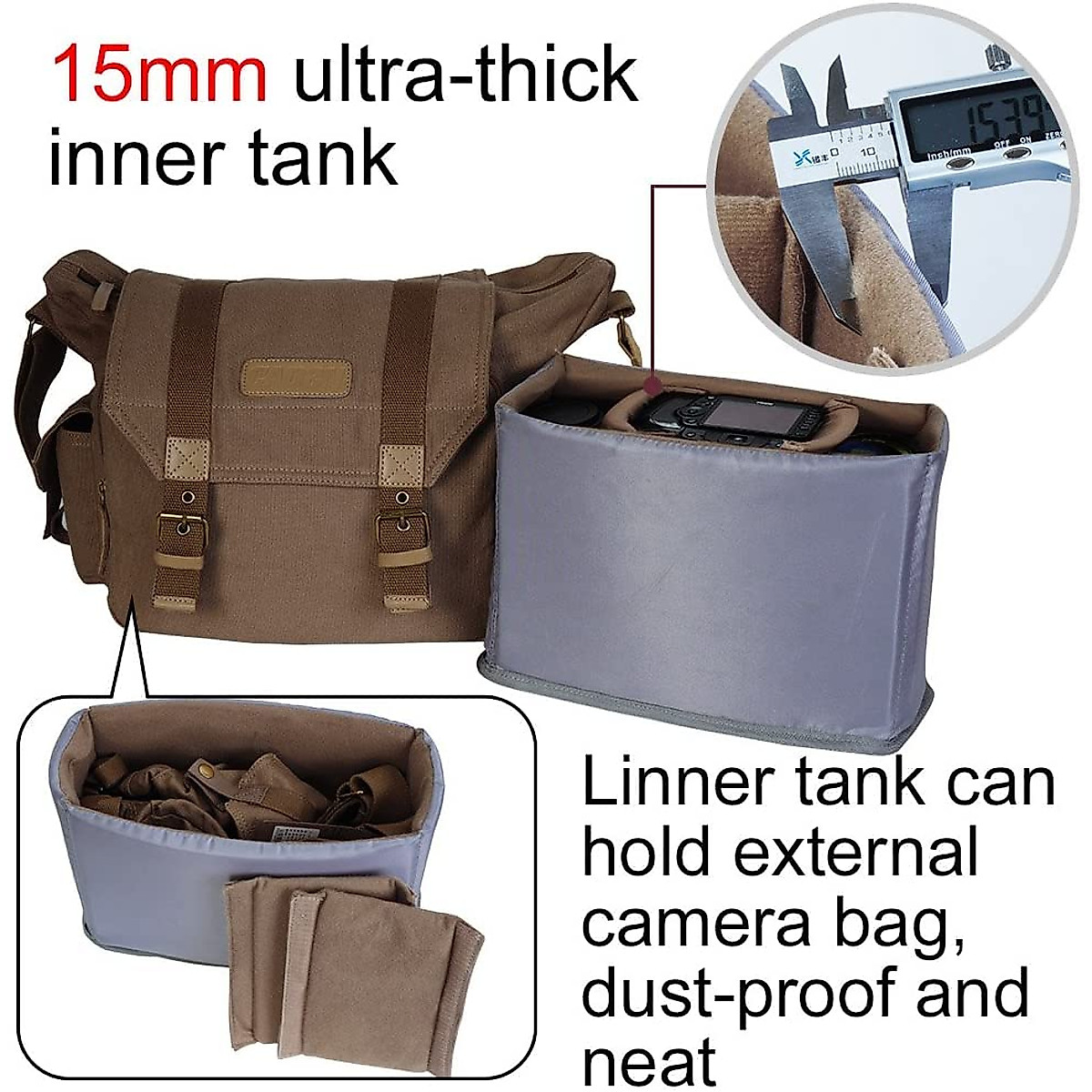 CADeN Camera Bag Case Canvas Compatible for Nikon, Canon, Sony DSLR/SLR Mirrorless Camera with Tripod Holder, Camera Shoulder Messenger Bag for Men/Women Brown