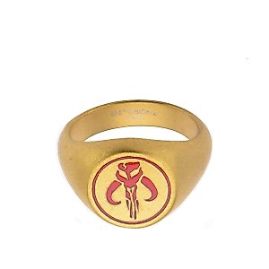 Star Wars Jewelry Mandalorian Symbol Gold-Plated Matte Finish Men's Ring, Size 13