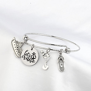 KEYCHIN Cruise Vacation Bracelet Alaskan Cruise Gifts Let's cruise Jewelry Bestie Trip(Cruise Br-S)